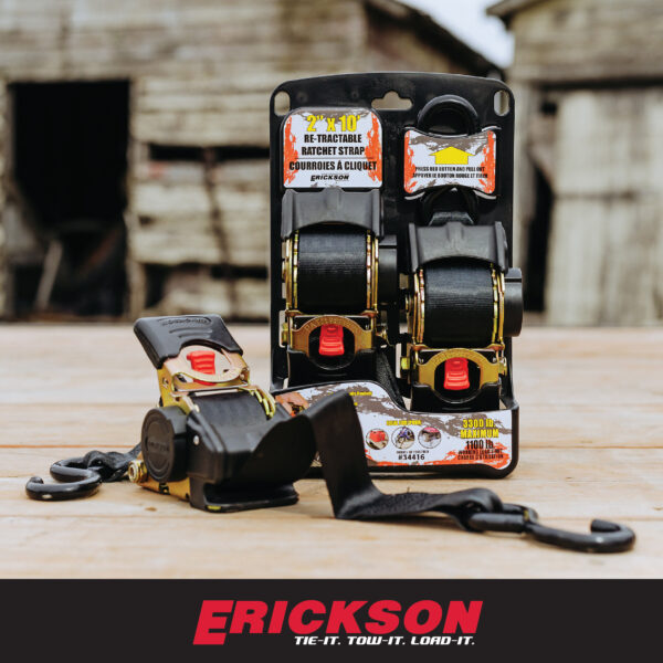 2″ x 10′ – 3300 lb. | Re-Tractable | Ratchet Straps – Erickson ...