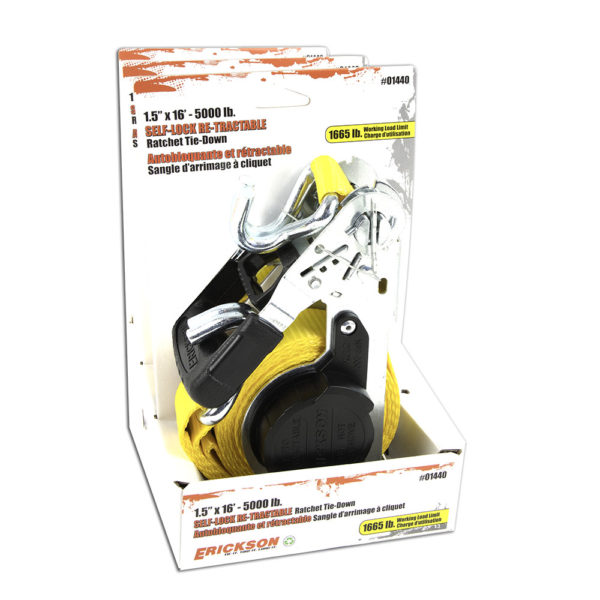 1.5″ x 16′ – 5000 lb. | Self Lock Re-Tractable | Ratchet Strap ...